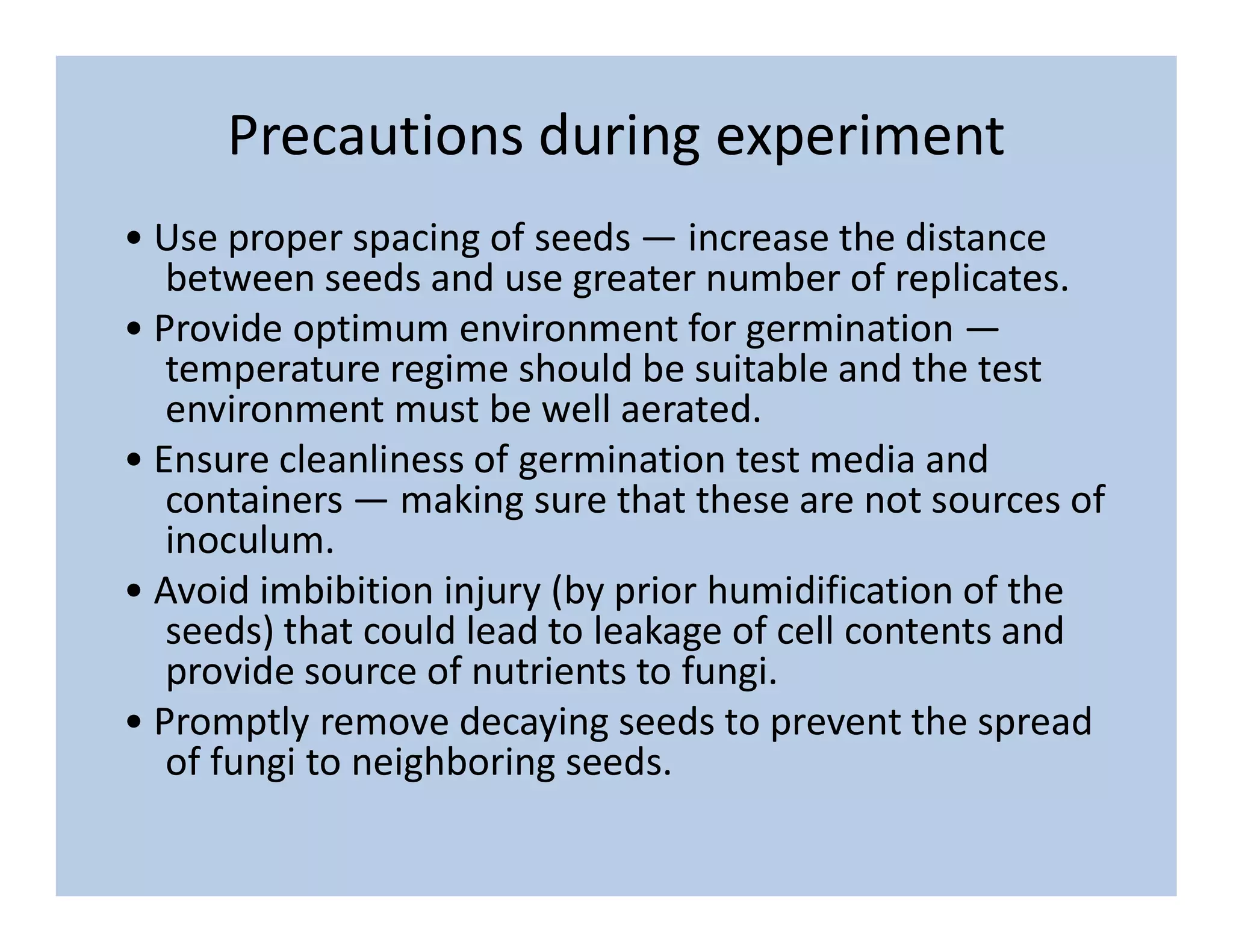 Seed Physical purity & germination tests | PDF