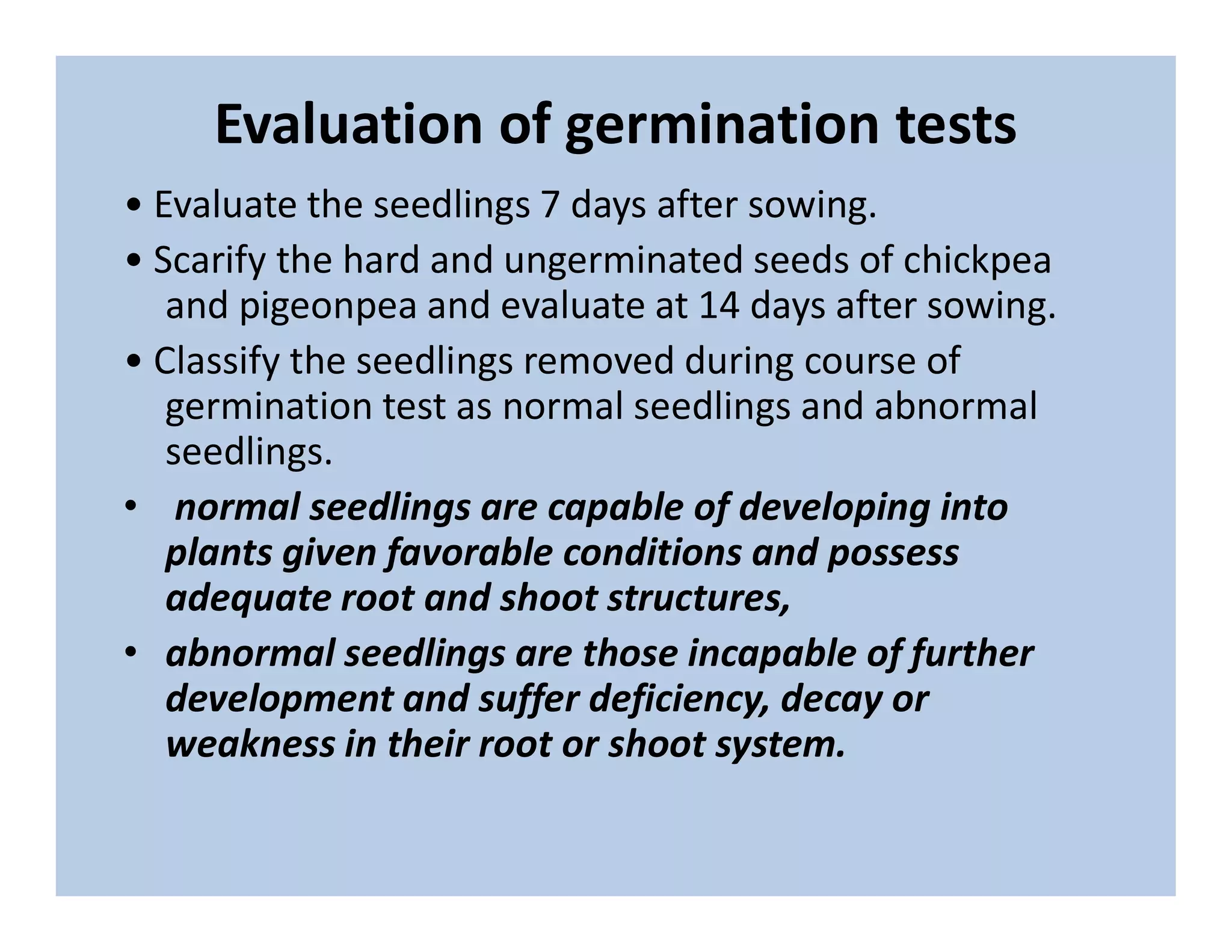 Seed Physical purity & germination tests | PDF