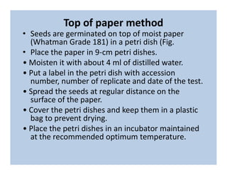 Seed Physical purity & germination tests | PDF