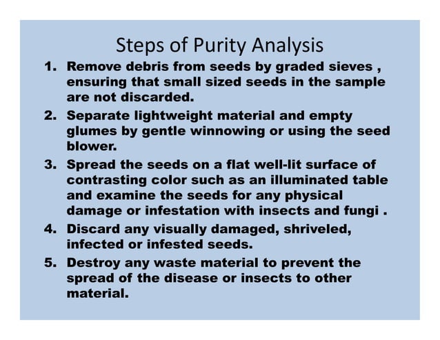 Seed Physical purity & germination tests | PDF | Gardening | Home & Garden