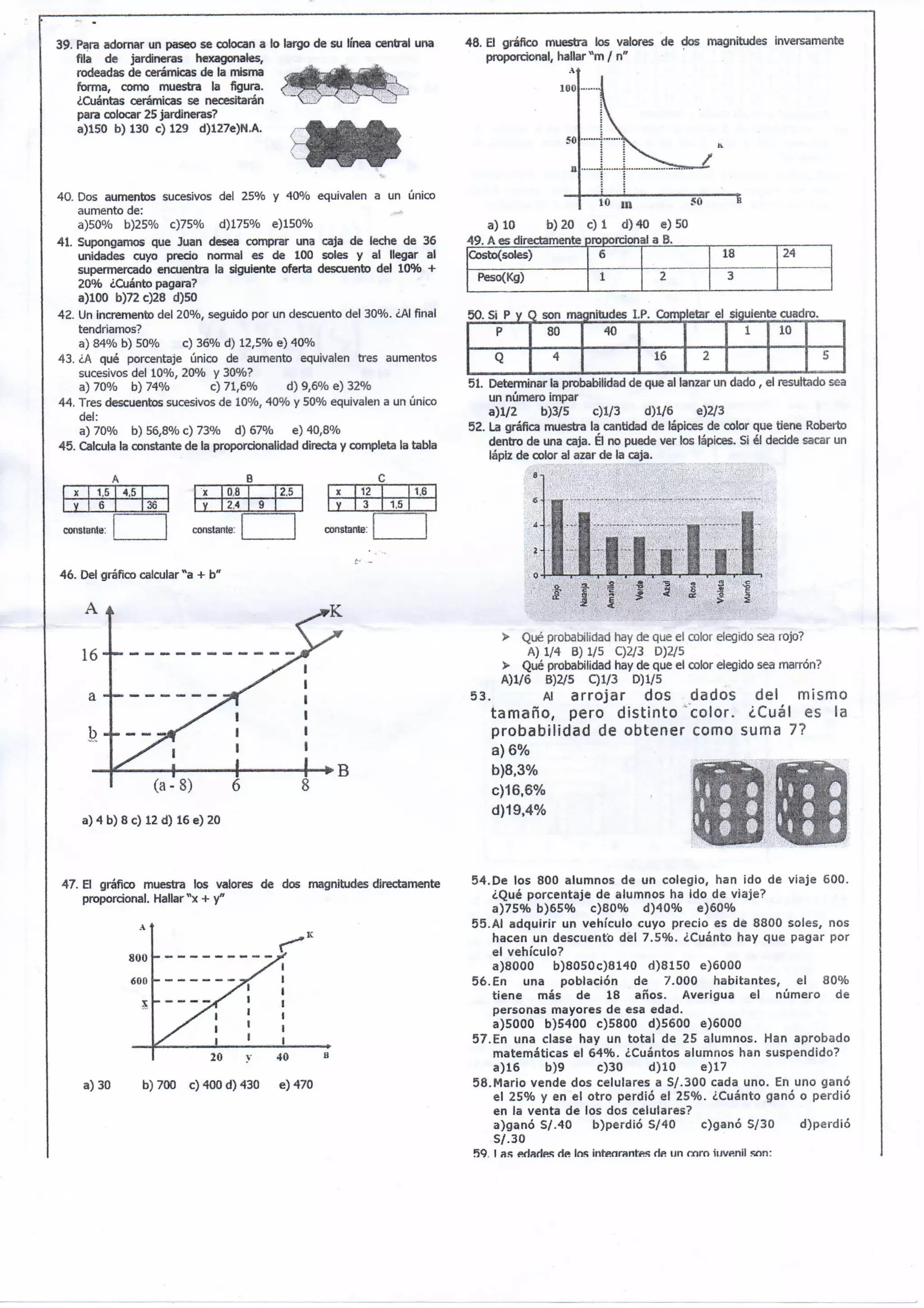 MATEMATICA EJERCICIOS 2DO | PDF