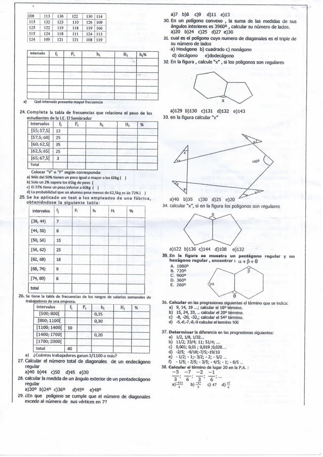 MATEMATICA EJERCICIOS 2DO | PDF