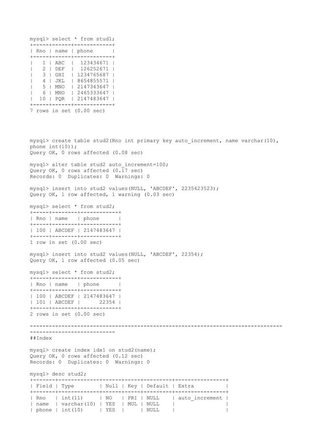 Design And Develop Sql Ddl Statements Which Demonstrate The Use Of Sql Objects Such As Table 6367