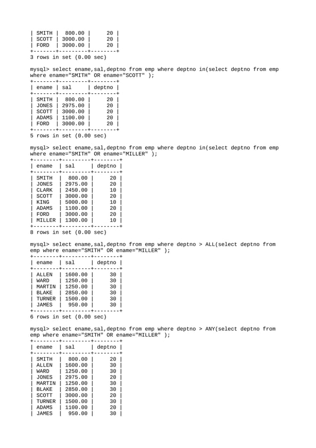 database application using SQL DML statements: all types of Join, Sub ...