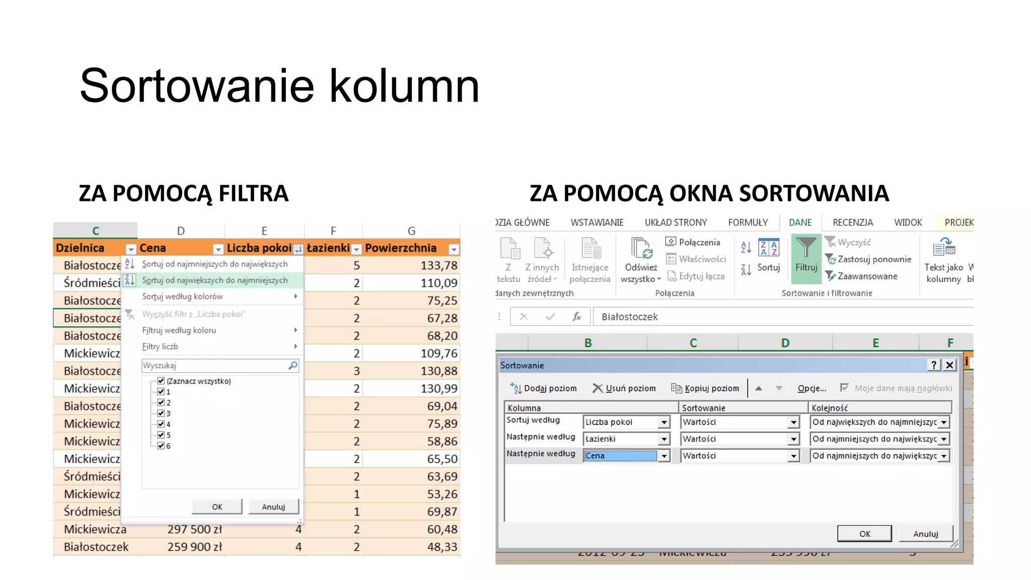 Praca z tabelami w Excelu | PPTX | Databases | Computer Software and Applications
