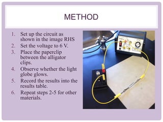 Prac - Conductivity of materials | PPT