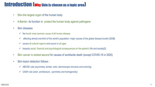 SKin lesion detection using ml approach.pptx | Skin and Dermatology ...