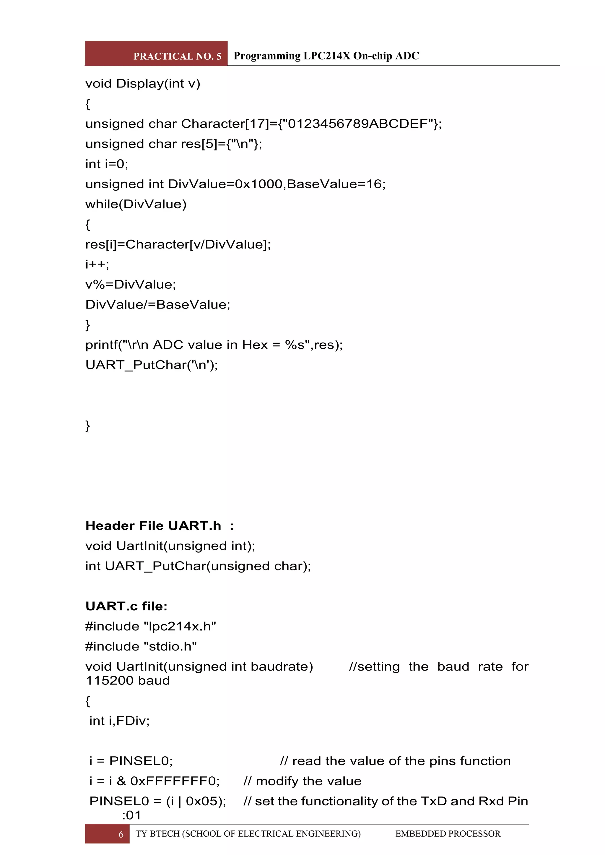 Analog To Digital Conversion (ADC) Programming in LPC2148 | PDF | Computer Peripherals | Computing