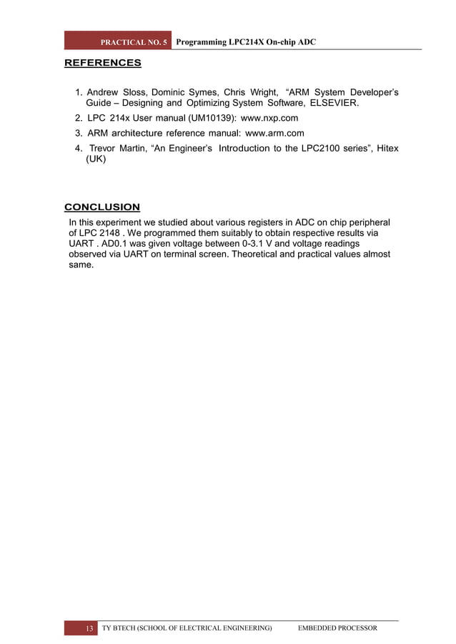 Analog To Digital Conversion (ADC) Programming in LPC2148 | PDF | Computer Peripherals | Computing