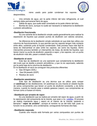 Reporte sobre DESTILACIÓN DEL PETROLEO | DOC