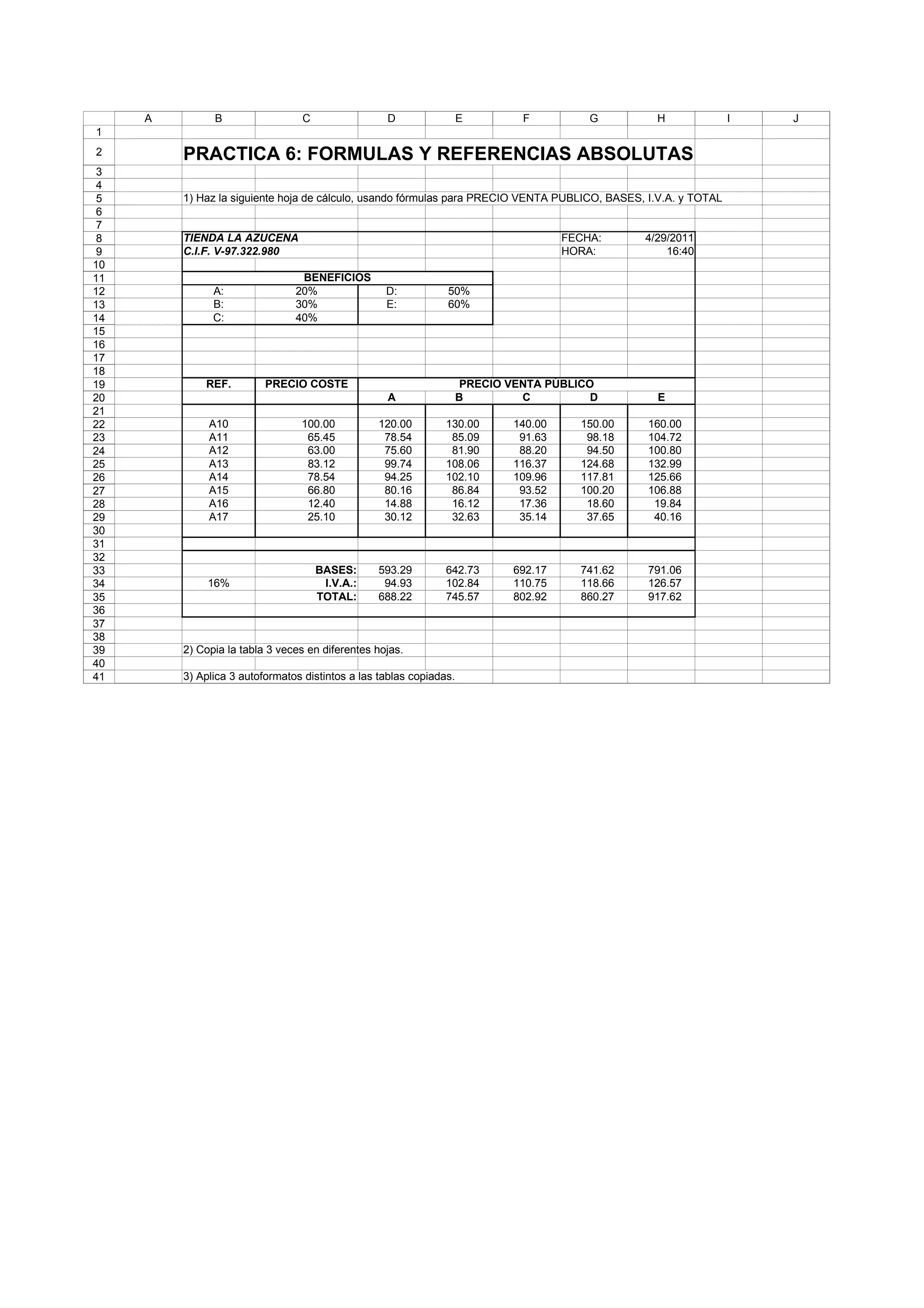 Practica 06 formulas | PDF