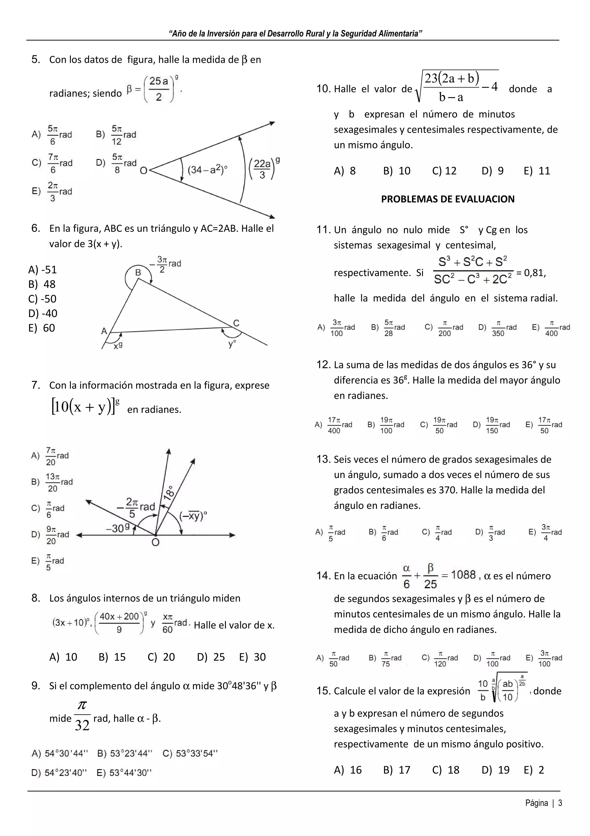 Practica 1 de trigonometria sistemas de medida angular seleccion | PDF