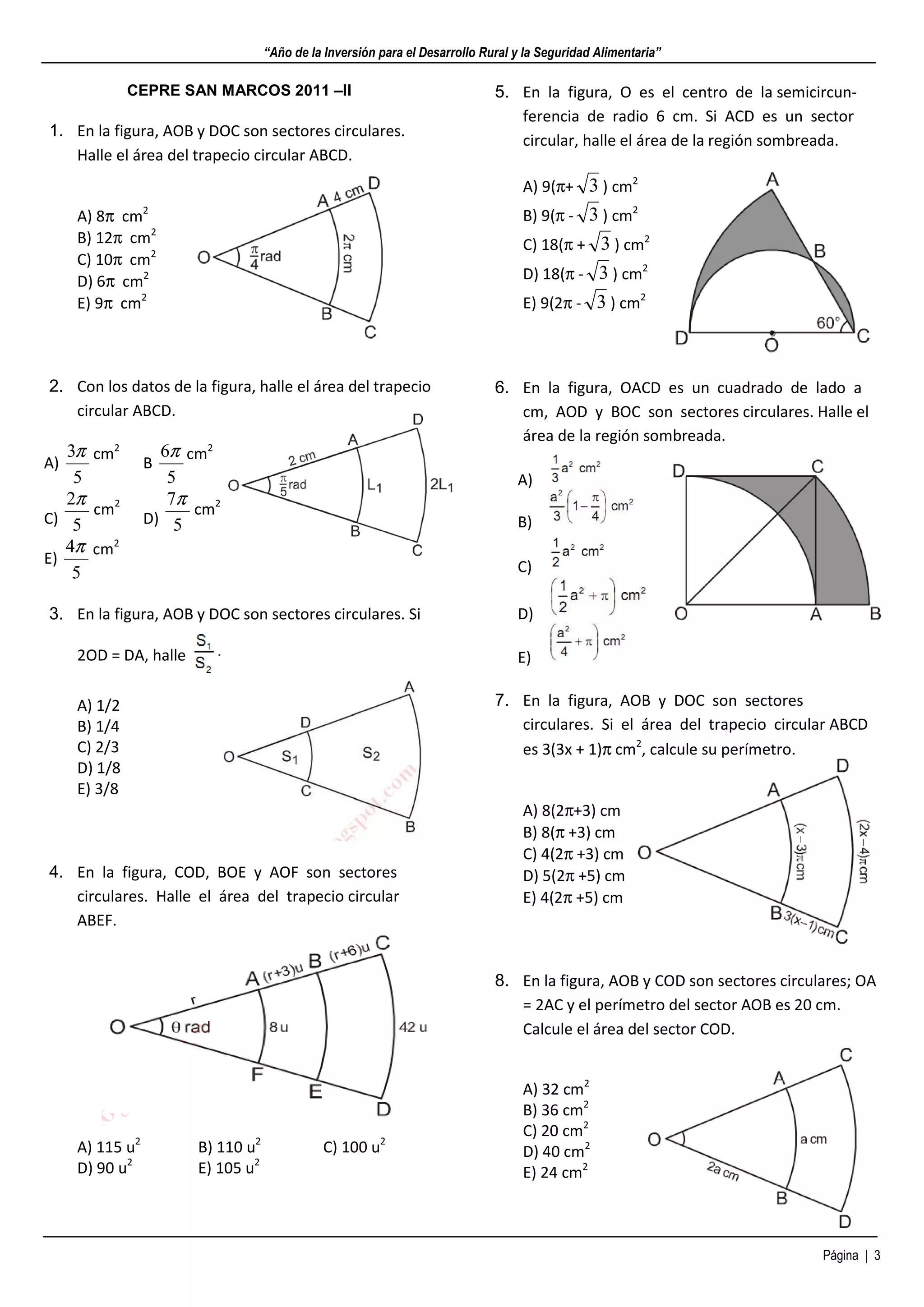 Practica 2 de trigonometria sector circular seleccion | PDF