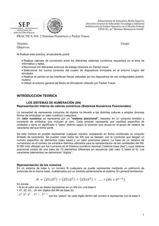 Practica 2 sistemas numericos y packet tracer | PDF