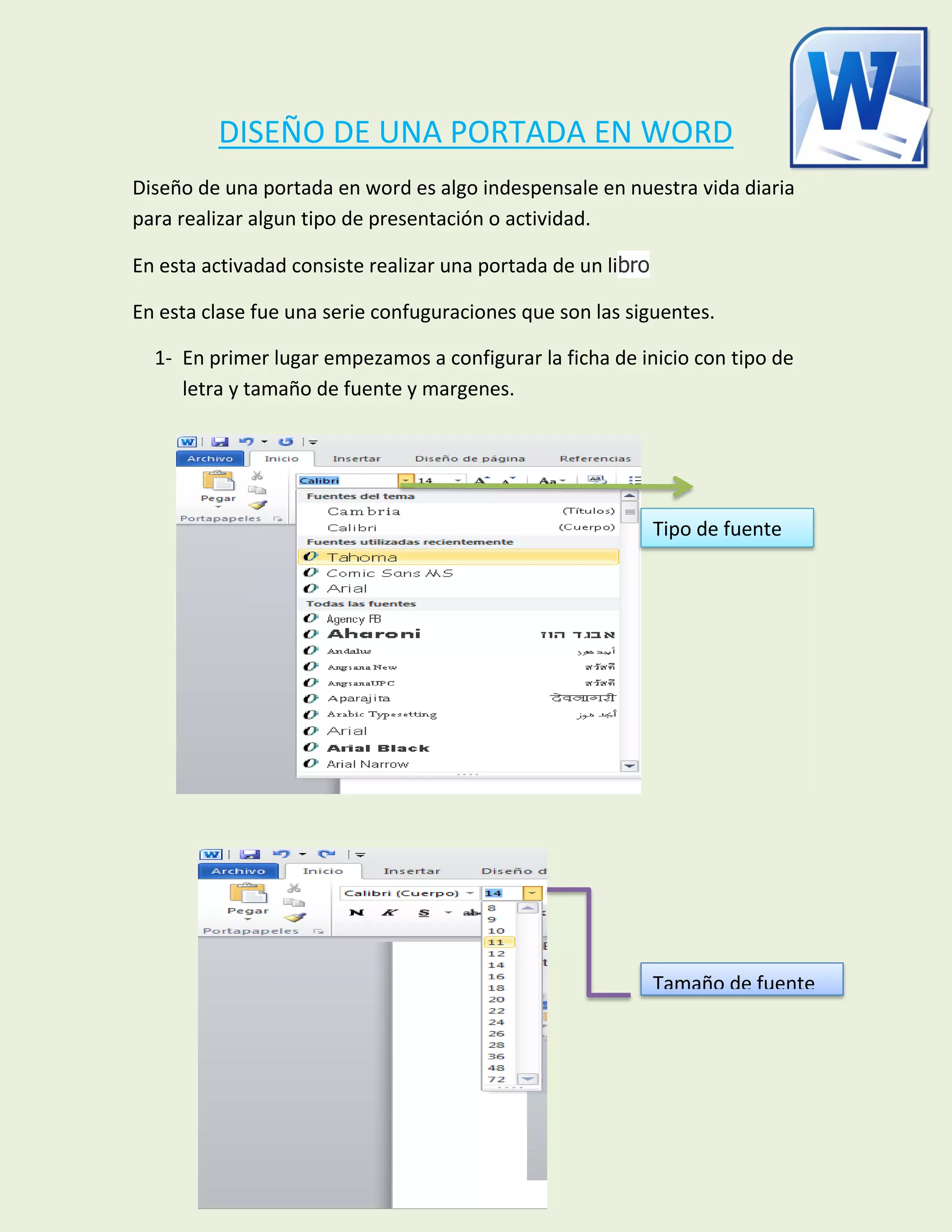 Practica 4 diseño de una portada en word | PDF