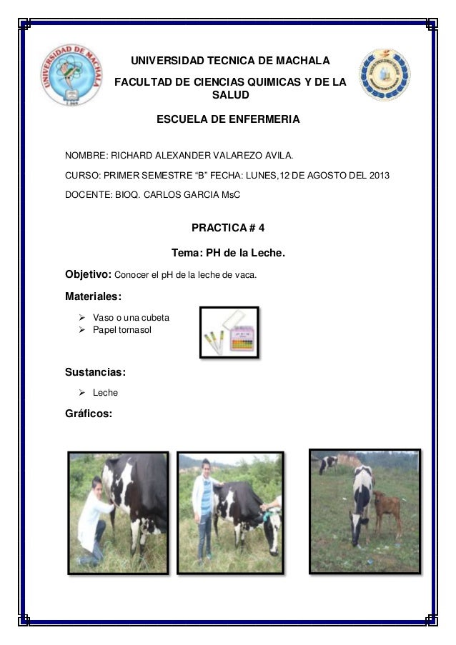 Practica #4 ph de la leche