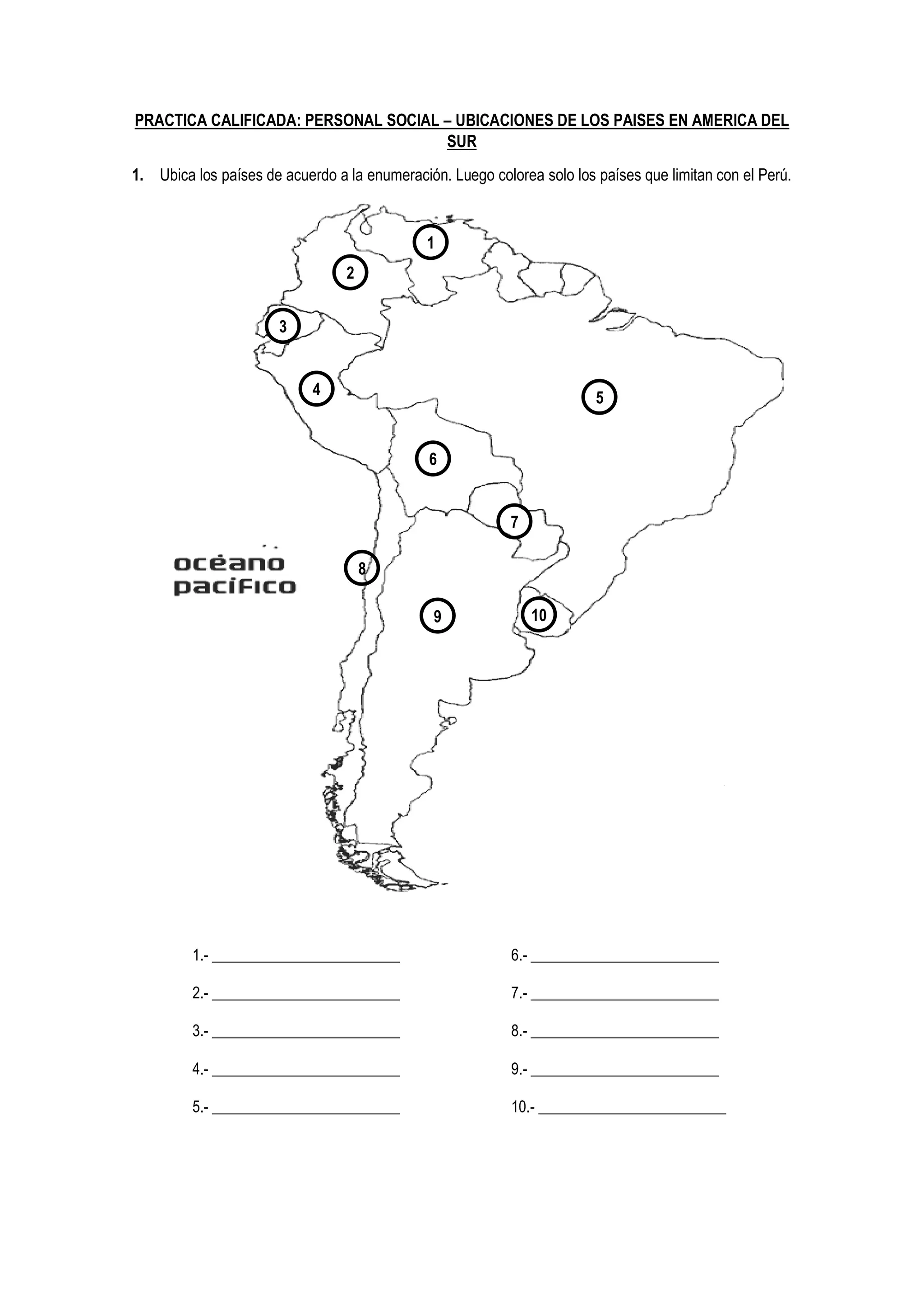 Práctica calificada de los países de América del Sur | PDF