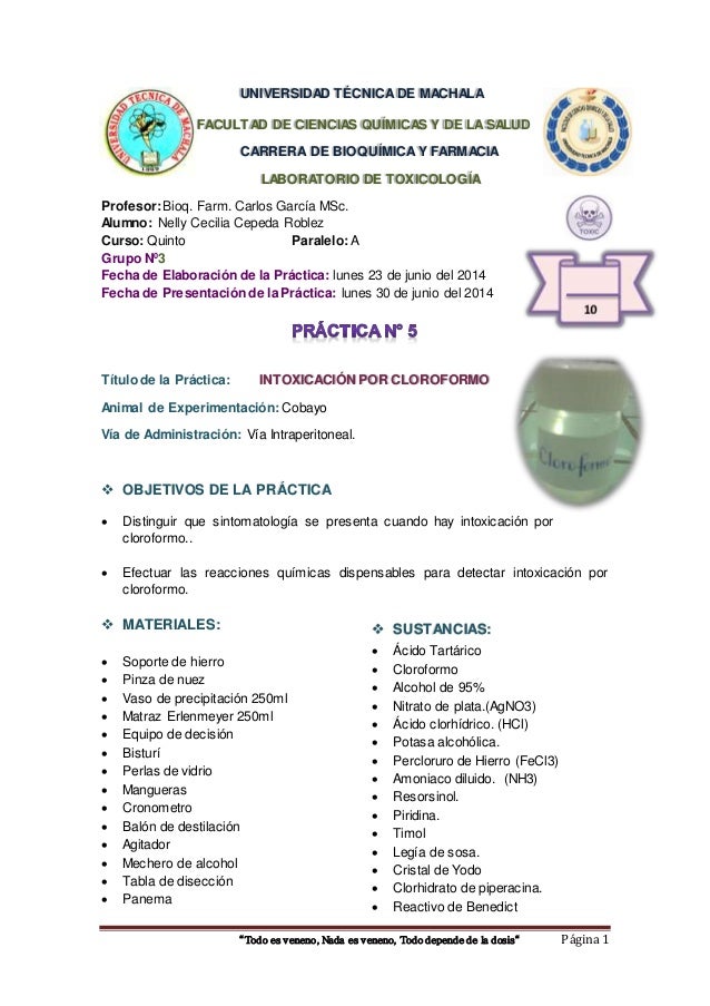 Cloroformo Usos