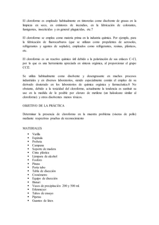 Practica cloroformo | DOCX