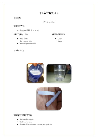 Practica de bioquimica # 4 ph d la leche | DOCX