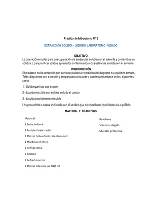 EXTRACCIÓN SOLIDO - LIQUIDO | DOCX