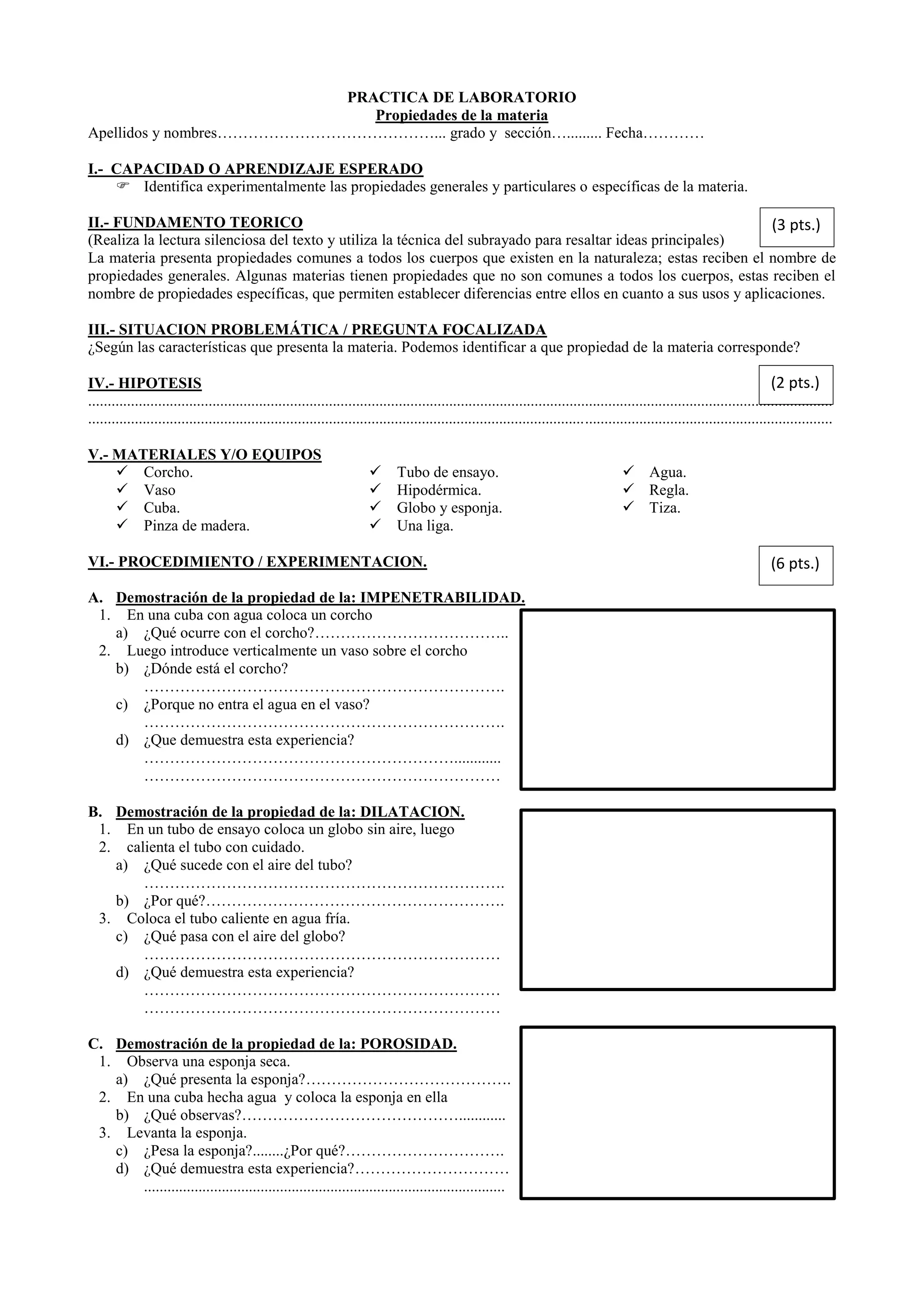 Propiedades de la materia.Laboratorio. | PDF