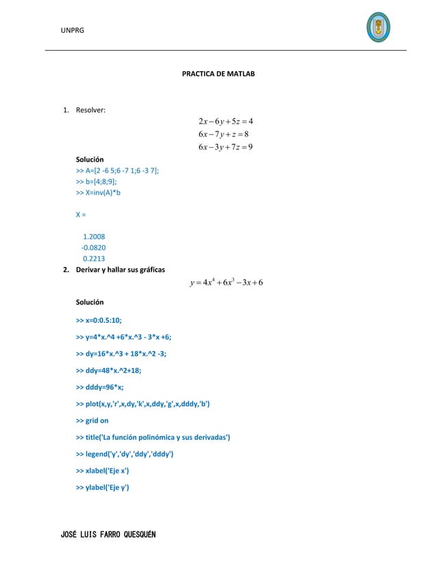 Practica de matlab | PDF