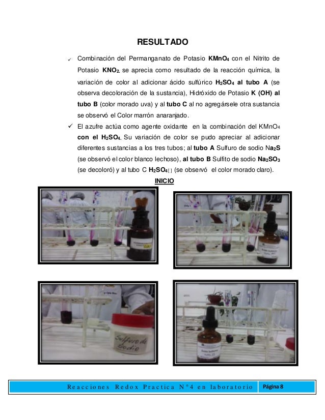 Practica De Redox En Laboratorio