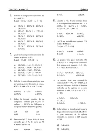 COMPOSICIÓN CENTESIMAL-F.E-F.M | PDF