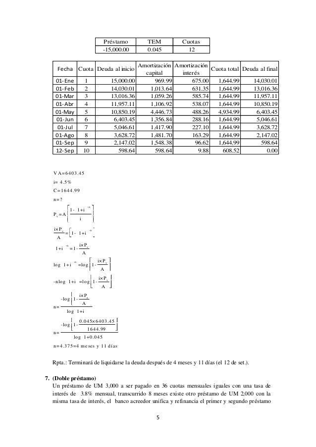 Formula Para Calcular Cuotas Iguales De Un Prestamo - creditoehke