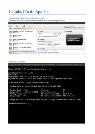 Apache: instalación y configuración en Ubuntu Server y Windows Server | PDF