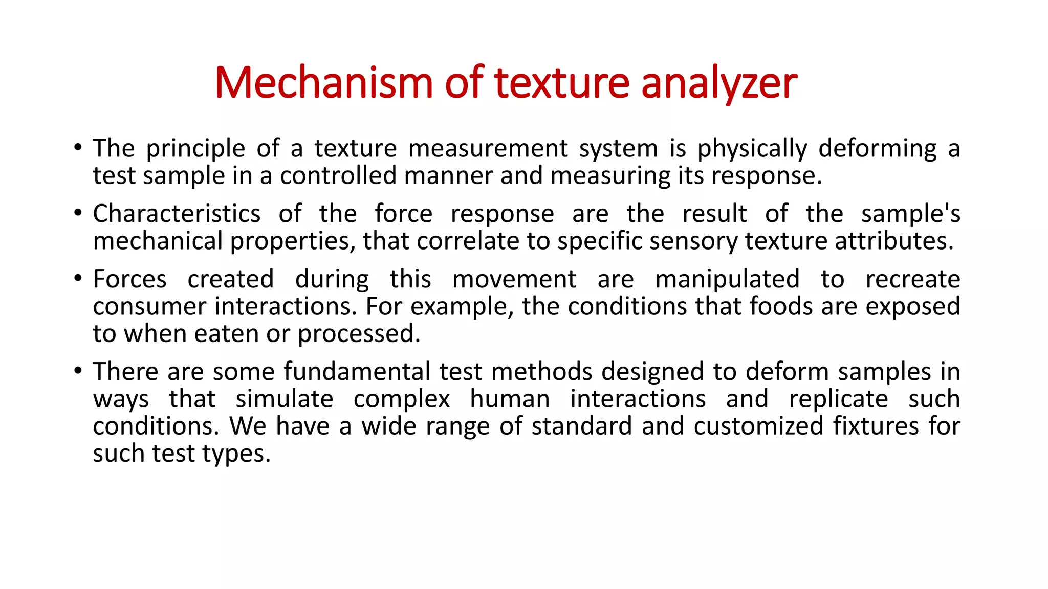 texture analyzer and its accessories | PPTX