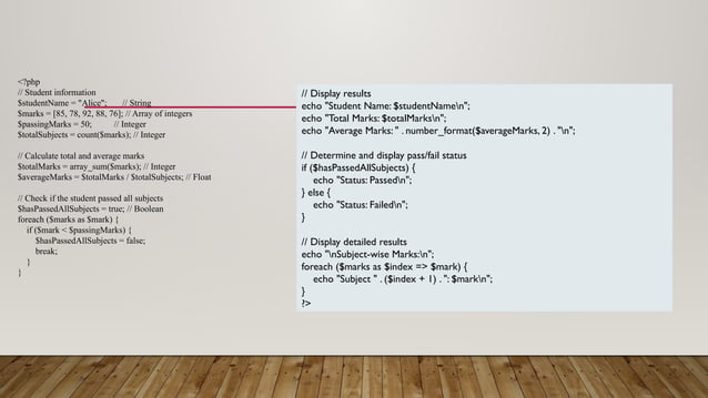 data type in php and its introduction to use | PPT