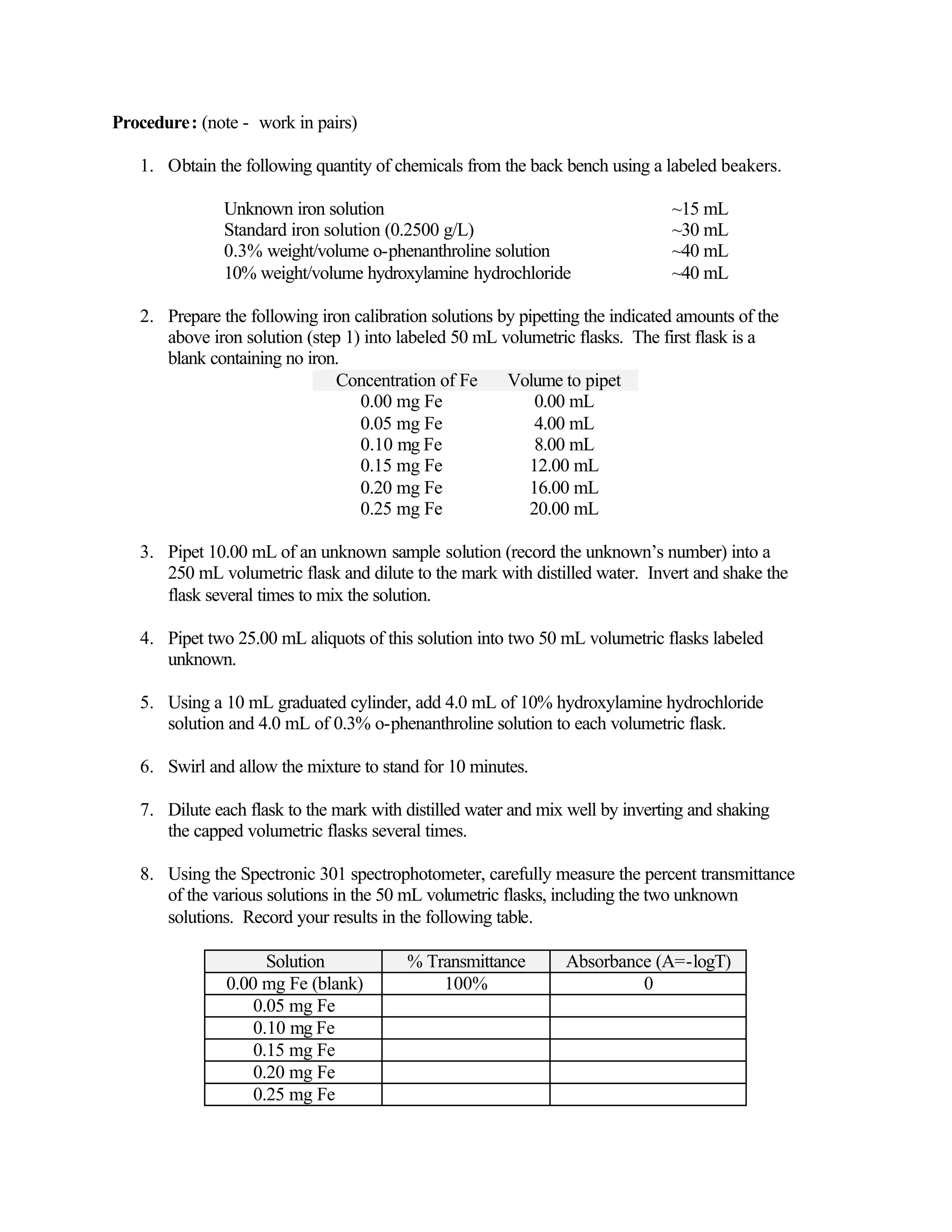 5. To determine the amount of Fe(II) and Fe(III) in a mixture using 1 ...