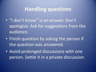 Practical points of an oral presentation | PPTX | Technology & Computing