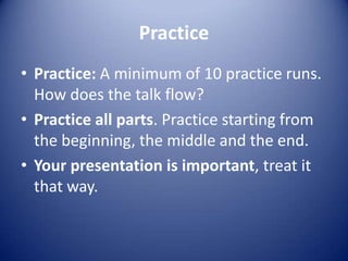 Practical points of an oral presentation | PPTX | Technology & Computing