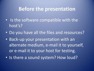 Practical points of an oral presentation | PPTX | Technology & Computing