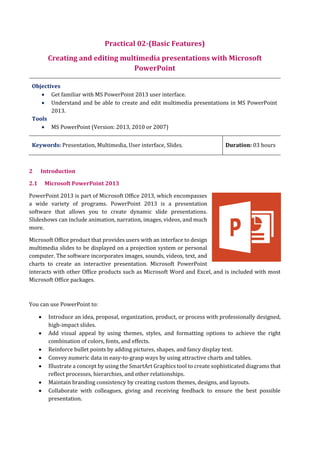 Microsoft PowerPoint Basic features | PDF