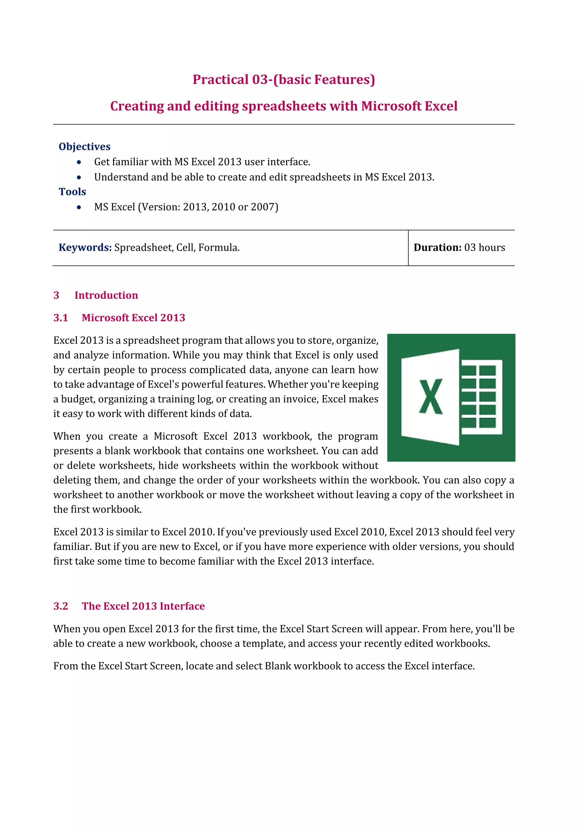 Microsoft Excel Basic Features | PDF
