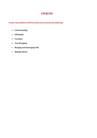 Microsoft Excel Basic Features | PDF