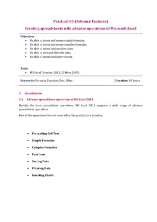 Microsoft Excel Advanced Features | PDF