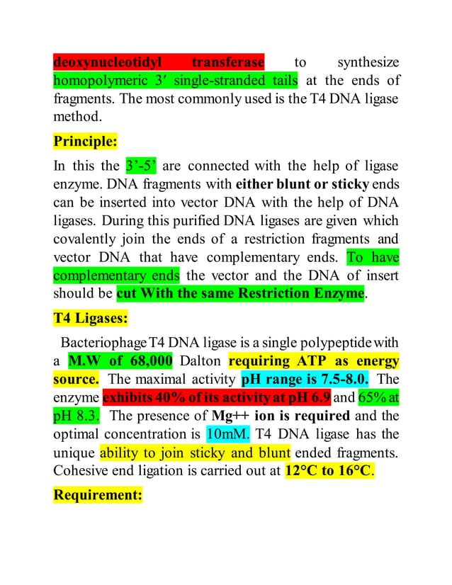 Ligation of DNA fragments Practical | PDF