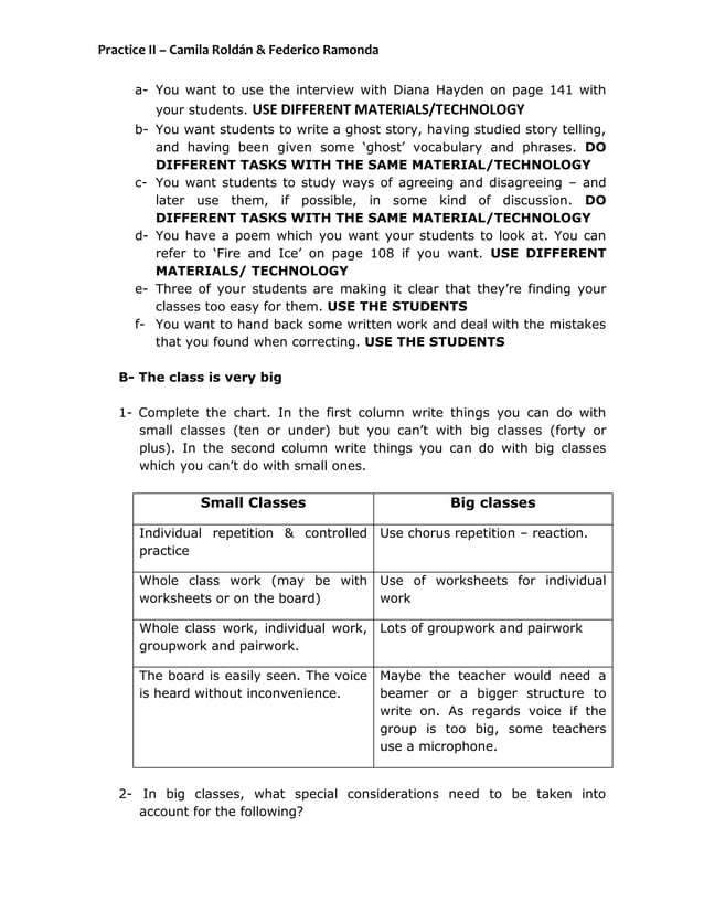 Practical N° 13 "Classroom Management" | PDF