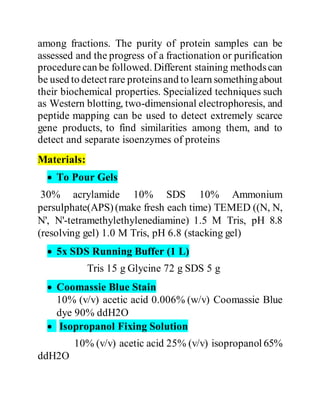 Running of SDS-PAGE Practical | PDF