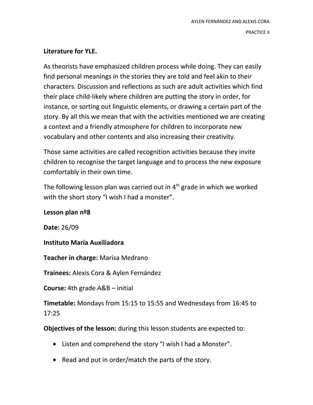 Practical 15 literature for yle | DOC