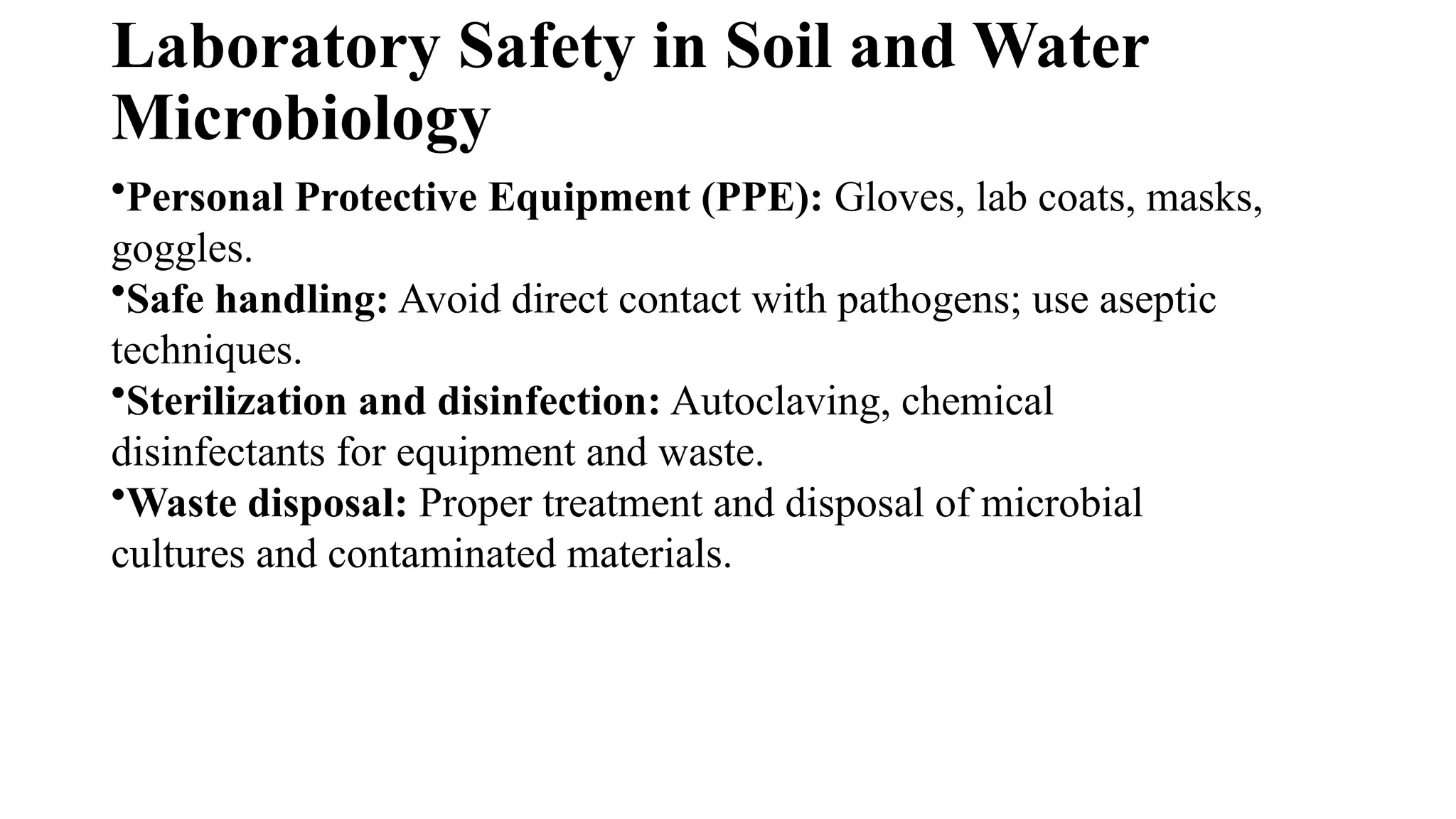Practical 1 Introduction to Soil and Water Microbiology With Lab safety ...