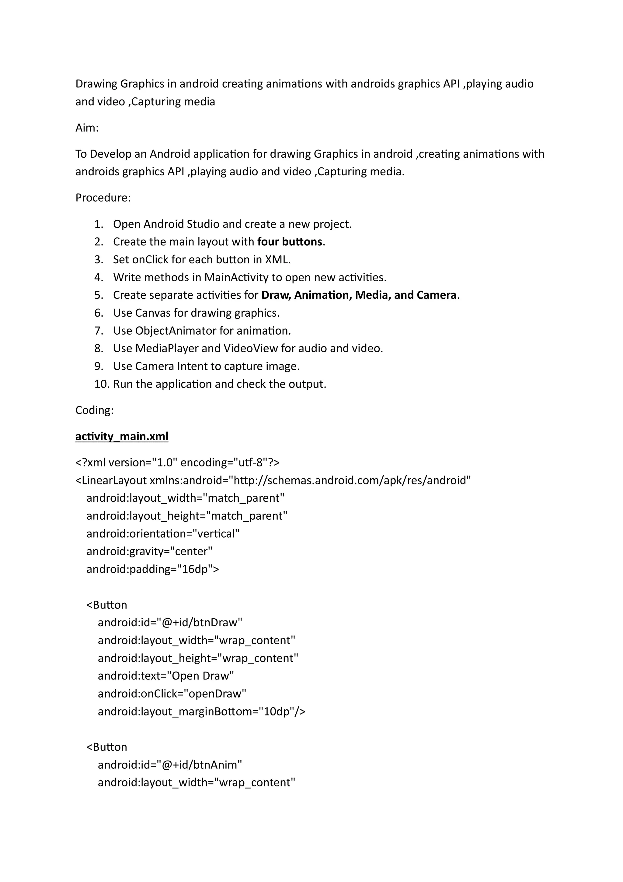 Practical4 (1).pdf Drawing Graphics in android creating animations with ...