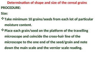 Practical 4 Experiment on determination of shape and size of the cereal ...