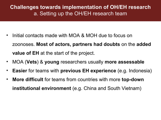 Practical application of One Health principles to field-based ...