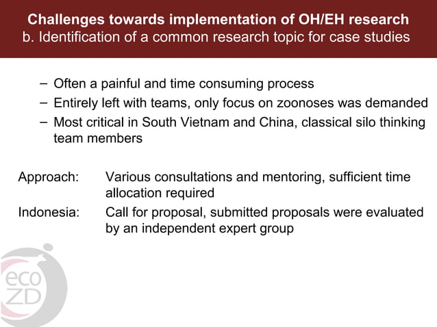 Practical application of One Health principles to field-based ...